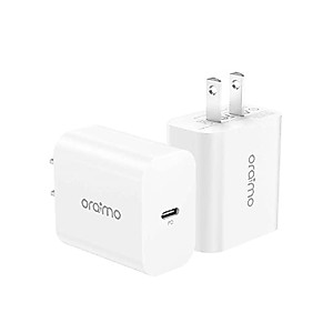 [2-Pack] USB C Wall Charger, oraimo Charger Block 20W, PD Fast Charging Power Adapter Plug for iPhone 14/13/12/11 Pro Max, Mini, Pro XR, Galaxy, Pixel 4/3, iPad/iPad Mini and More (White)