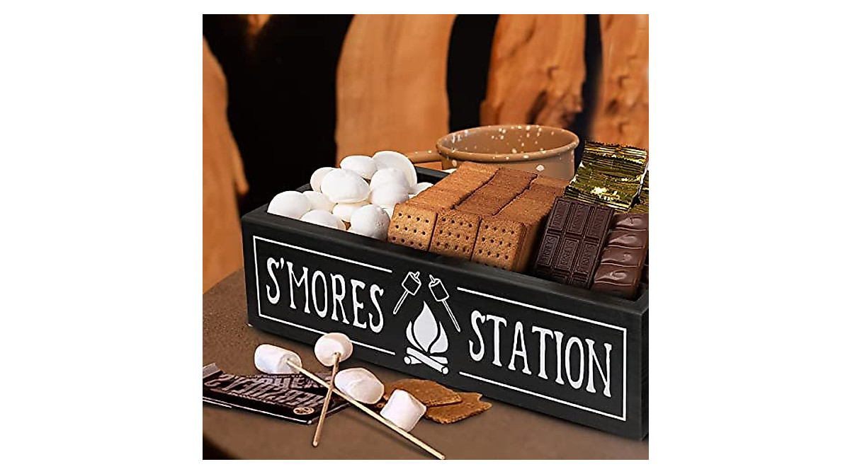 S'mores Station Box - Rustic Wooden Smores Bar Organizer for Camping ...