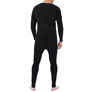 Fruit of the Loom Men's Premium Thermal Union Suit, Black, X-Large