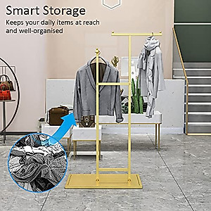 QQXX Adjustable Height Clothes Rack,Industrial Pipe Clothing Rack,Commercial Clothing Garment Racks,Heavy Duty T-Shaped Cloth Display Rack Hanger Metal Storage Shelves for Hanging Clothes