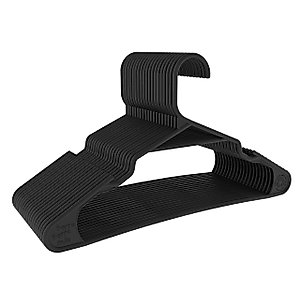Eco-Friendly Slim Clothing Hangers for Light-Weight (Max 1lb) Clothes Made from 100% Recycled Post Consumer Plastic (Black/Grey, 20 Pack)