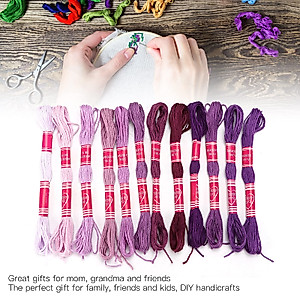 12Pcs Embroidery Thread Cross Stitch Threads Embroidery Floss Friendship Bracelets Floss Gradient Bright Color Polyester Line Sewing Skeins Yarn Cross Stitch Thread for Sewing (Purple)