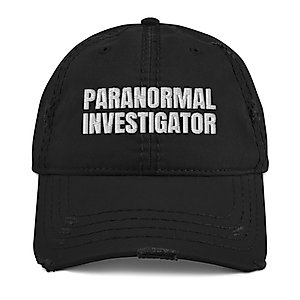 Paranormal Investigator Ghost Hunter Hunting Distressed Dad Hat Baseball Cap Adjustable Black