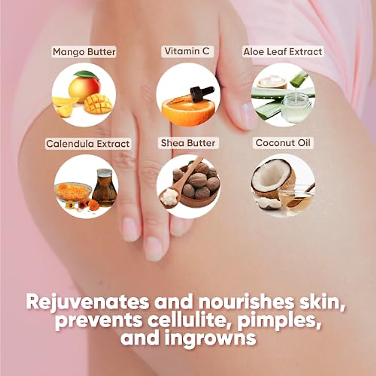 Olivia Beauty Exfoliating Body Scrub for Women - Buttocks & Breasts, All Natural Moisturizing Formula to Smooth, Exfoliate, and Restore Dry, Sensitive Skin - Provides Lasting Care and Pure Grace 10 Oz