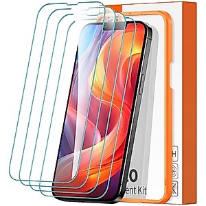 DIMONCOAT 4-PACK for iPhone 13 Pro Max/iPhone 14 Plus Screen Protector [10X Military Protection] [Easy Installation Frame] Compatible iPhone 13 Pro Max/iPhone 14 Plus 6.7'' HD 9H Tempered Glass