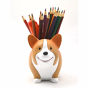 MONMOB Creative Cute Desk Accessories Corgi Pen Pencil Holder with Phone Stand Pen Cup Office Decor Home Office School Desk Decor Corgi Gift for Women Men