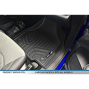 SMARTLINER Floor Mats 3 Rows and Cargo Liner Behind 3rd Row Set Black for 2017-2021 Chrysler Pacifica Hybrid Model Only