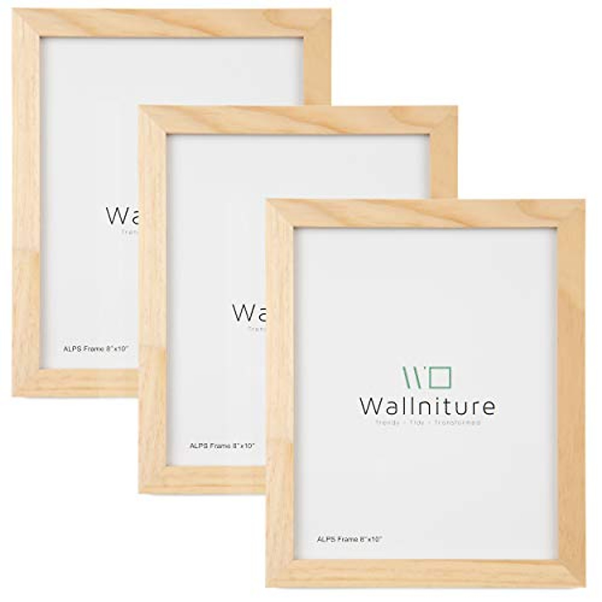 Wallniture Alps DIY Wall Decor 8x10 Craft Picture Frames Table Top Display or Wall Mount, Set of 3 Natural Finish