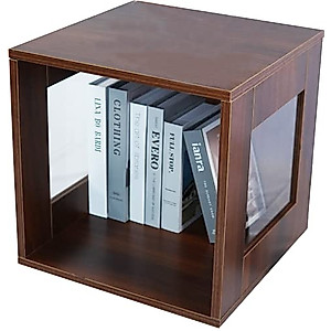 Wood End Table with Storage Shelf, Side Table for Living Room,Bedroom,Drink, Patio, Garden, Lawn, Indoor Outdoor Companion, Storage Display Shelf Organizer, Side Table Accent Furniture (Brown)