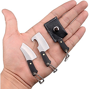 Woonsoon Multi-function Bottle Opener Mini Pocket Knife with Case, Portable Handmade Men's Novelty Keychain Outdoor Utility Camping Rescue Tools,Pack of 2