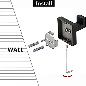 COUOBO Wall Hooks Towel Hooks Towel Holder Robe Hook Bathroom Hooks Black Heavy Duty Door Hanger Stainless Steel Matt Black 4 Pack