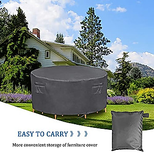 Covolo Patio Furniture Cover Table Chair Set Cover Fit for 4 Chair and 1 Table,Heavy Duty Outdoor Round Table Dining Set Cover Waterproof UV-Proof Dustproof(96Dx28H) (Grey)