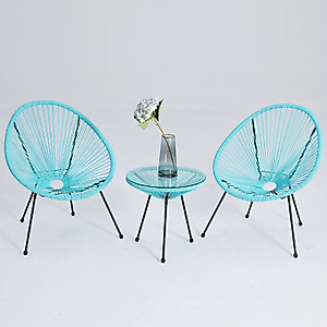 ABCCANOPY 3-Piece Patio Furniture Set,Acapulco Chair Conversation Bistro Set, Indoor&Outdoor All-Weather Patio Furniture Sets with Glass Top Table