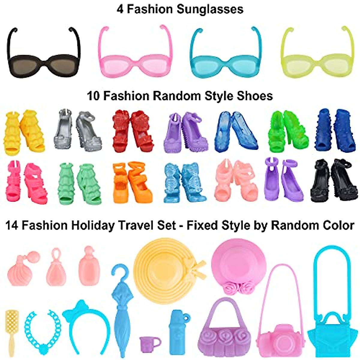 ZITA ELEMENT 44 Pcs 11.5 Inch Girl Doll Swimsuits Clothes and Accessories Mermaid Bikini Swimwear Bathing Suits Outfits with Shoes Swimming Ring Glasses Diving Suit Surfboard Beach Chair