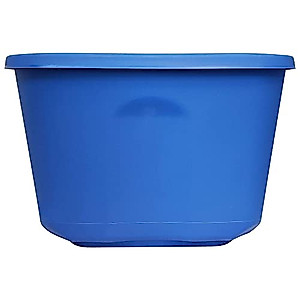 HOMZ 6610DWBLDC.05 Plastic Storage Tote with Lid, 10 Gallon, Blue, Stackable, 5-Pack