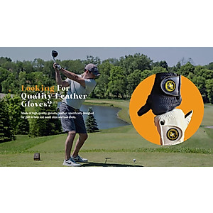 PIGEON WEDGE Leather Golf Glove for Men, Right Handed Golfers, Black, Comfortable Design, Maximum Grip, All Weather Golfing Glove, Worn On Left Hand, Breathable, Durable, Gift for Golfers