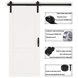 WINSOON 9FT Single Track Bypass Barn Door Hardware Double Doors Kit with 2PCS 12 Inch Sliding Barn Door Handles Black Hardware