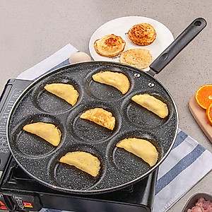 TOPINCN 7-Cup Egg Frying Pan, Egg Cooker Pan, Pancakes Frying Pan, Non-Stick Coating Pancakes Fried Eggs, Plett Crepes Burger Maker Kitchen Eye Pan With Gas Stove Induction Cooktop Kit