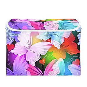 innewgogo Butterflies Storage Bins with Lids for Organizing Closet Organizers with Handles Oxford Cloth Storage Cube Box for Dog Toys