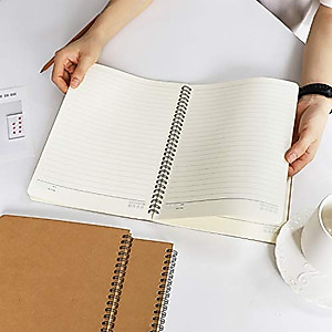 EUSOAR Spiral Notebook, B5 3 Pack 7.3"x10.2" 120 Pages Hardcover Kraft Lined College Ruled Travel Writing Notebooks Journal, Memo Notepad Sketchbook, Students Office Business Subject Diary Journal