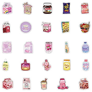100pcs Cute Snack Stickers Food Stickers Drink Stickers Kawaii Small Beverage Stickers Decorative Masking Stickers for Personalize Laptop Scrapbook Daily Planner and Crafts
