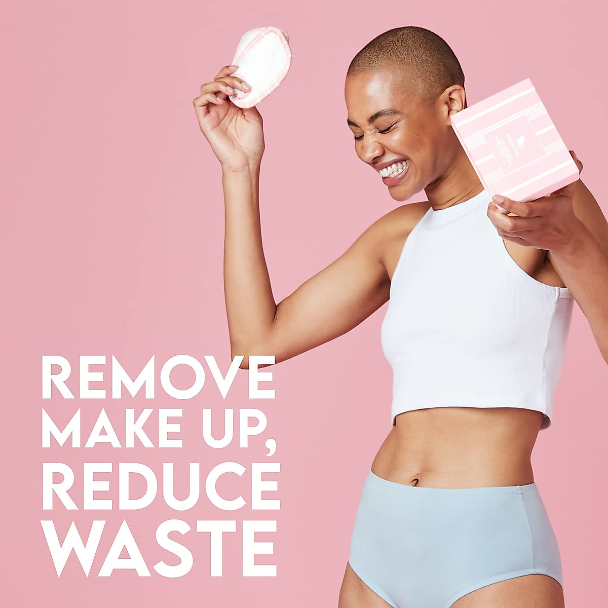 Dock & Bay Reusable Makeup Pads - Face & Skin Cleaner - Ultra Soft, Washable - 3 Pack with Included Wash Bag - (12x10cm) - Peppermint Pink