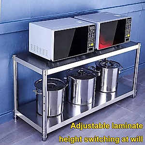 Stainless Steel Workbench Sturdy and Stable Floor Standing Shelves Kitchen Metal Table Commercial Prep Table Multi-Functional Open Shelves(60x40x80cm)