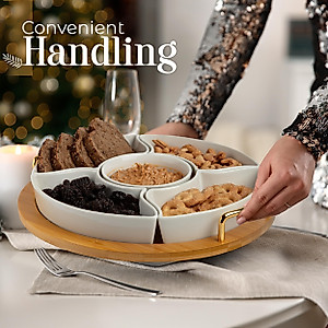 Chip and Dip Serving Set, 13.5" Serving Platters and Trays, Appetizer Serving Tray, Divided Serving Tray, Party Serving Trays and Platters, Relish Tray, Lazy Susan Taco Bar, Lazy Susan Serving Tray