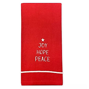 2-Pack Christmas Kitchen Towels Dish Cloth Joy Hope Peace Red/White Kitchen Winter Table Decor 100% Cotton