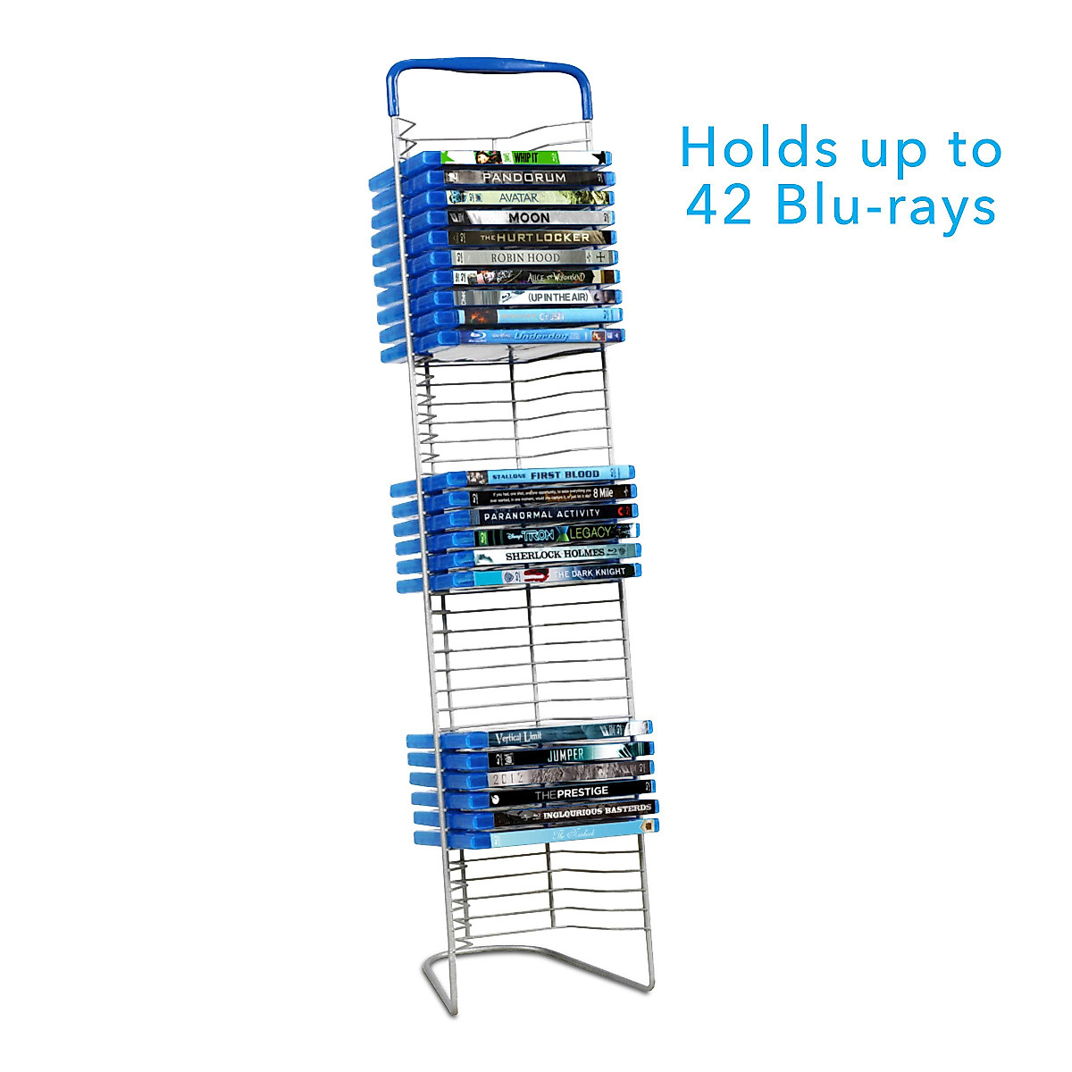Atlantic Nestable 16 Blu-Ray Rack - Space Saving Modern Design in High End Gunmetal Finish with Blue Molded Handle, PN63735592