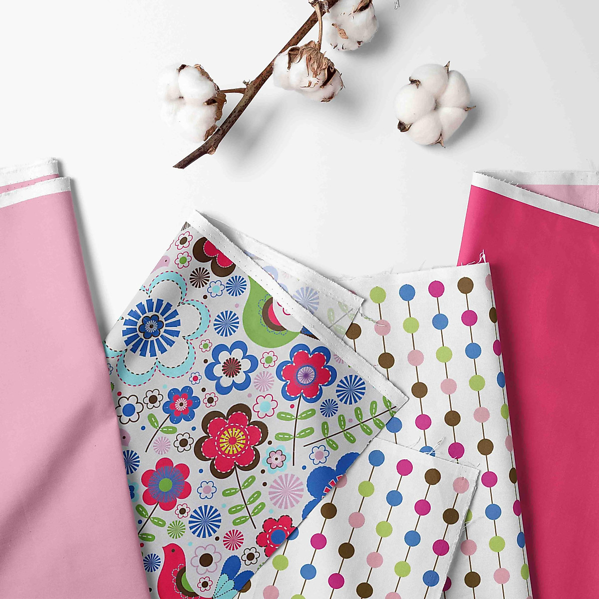 Bacati - Botanical Sanctuary Multicolor Pink Pearl String Neck Roll Pillow