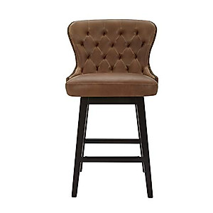 Amazon Brand – Stone & Beam Morgan Faux Leather Memory-Swivel Counter-Height Barstool, 38.2"H, Brown