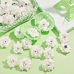 Syhood 100 Pieces Artificial Roses Head Fake Silk Rose Head DIY Fake Roses Heads for Wedding Flower Wall DIY Crafts Bouquet Decoration (White)