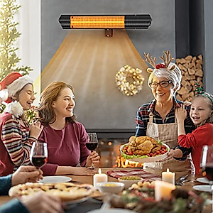 SIEANE Outdoor Patio Heater Electric Carbon Infrared Wall Mounted/Ceiling/Tripod 1500W Adjustable Temperature Instant Warm Heater with Remote Control IP65 Waterproof Heater for Garage Backyard