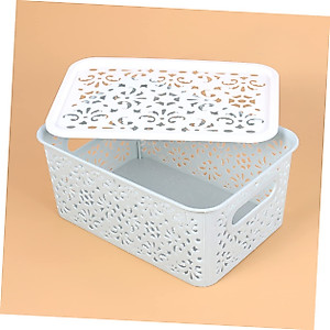 PRETYZOOM 2pcs Box Organization Baskets Storage Boxes with Lids Storage Bin with Lids Catch All Basket Closet Drawers Cosmetic Tray Pantry Storage Bins Panties Storage Basket