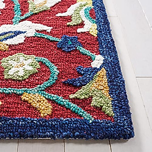 SAFAVIEH Blossom Collection 8' x 10' Red/Ivory BLM562Q Handmade Floral Premium Wool Living Room Dining Bedroom Area Rug