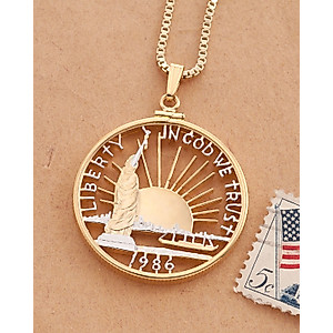 The Difference World Coin Jewelry Statue of Liberty Pendant, Hand Cut United States One Dollar, (# SLW)