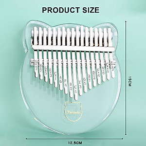 YAEL Kalimba 17 Keys Transparent Acrylic Panda Thumb Piano Note Carved Starter Finger Piano with Kalimba Case Tune Hammer Study Booklet Stickers