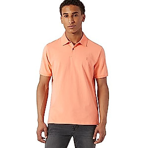 DKNY Men’s Polo Shirt – Cotton Mens Short Sleeve Polo Shirts | No Curl Collar Quick Dry Regular Fit Moisture-Wicking Golf Shirt for Men (Sizes: S-2XL) Coral