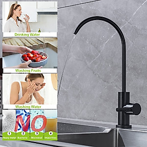 TQKAG Black Kitchen Sink Faucet Drinking Water Faucet Stainless Steel Reverse Osmosis Faucet Fits Most Water Filtration Systems Kitchen Beverage Faucets