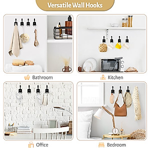 VIS'V Coat Hooks Wall Mount, Black Metal Coat Tri Hooks Heavy Duty Adhesive 3 Prong Coat Hanger Hooks Door Wall Coat Rack Hooks for Livingroom Bathroom Camper 2 Mount Options - 4 Pcs