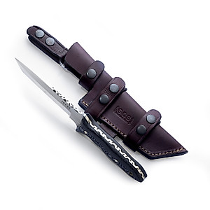 GCS Handmade G10 Handle D2 Tool Steel Tactical knife Hunting Knife Camp Knife with leather sheath Full tang blade designed for Hunting & EDC GCS 210