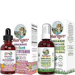 MuMultivitamin Liquid Drops with Iron for Infants & USDA Organic Topical Probiotic Bundle by MaryRuth's | Immune Support & Overall Wellness | Digestive Health | Gut Health & Immune Support Supplement