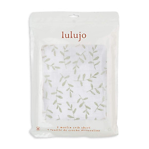Lulujo Muslin Crib Sheets - Fitted Crib Mattress Sheets for Boys and Girls - 28"x 52", 1 Pack (Greenery)