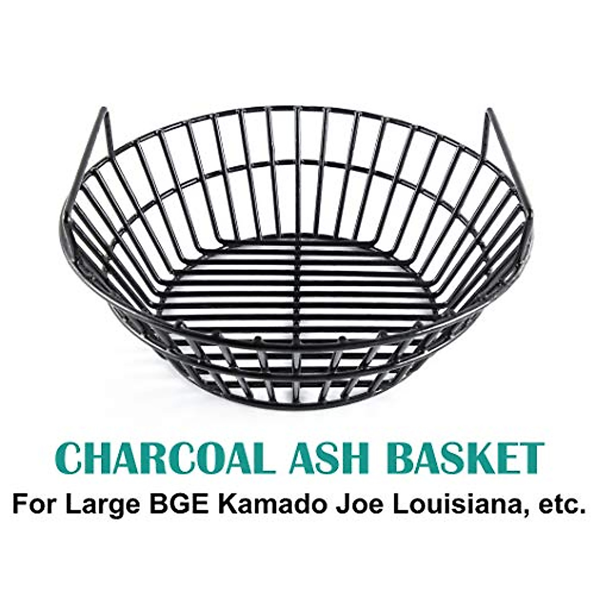 Charcoal Ash Basket for Large Big Green Egg Grill, Kamado Classic, Pit Boss, Louisiana Grills, Primo Kamado Grill and Large Grill Dome, Heavy Duty Porcelain Steel