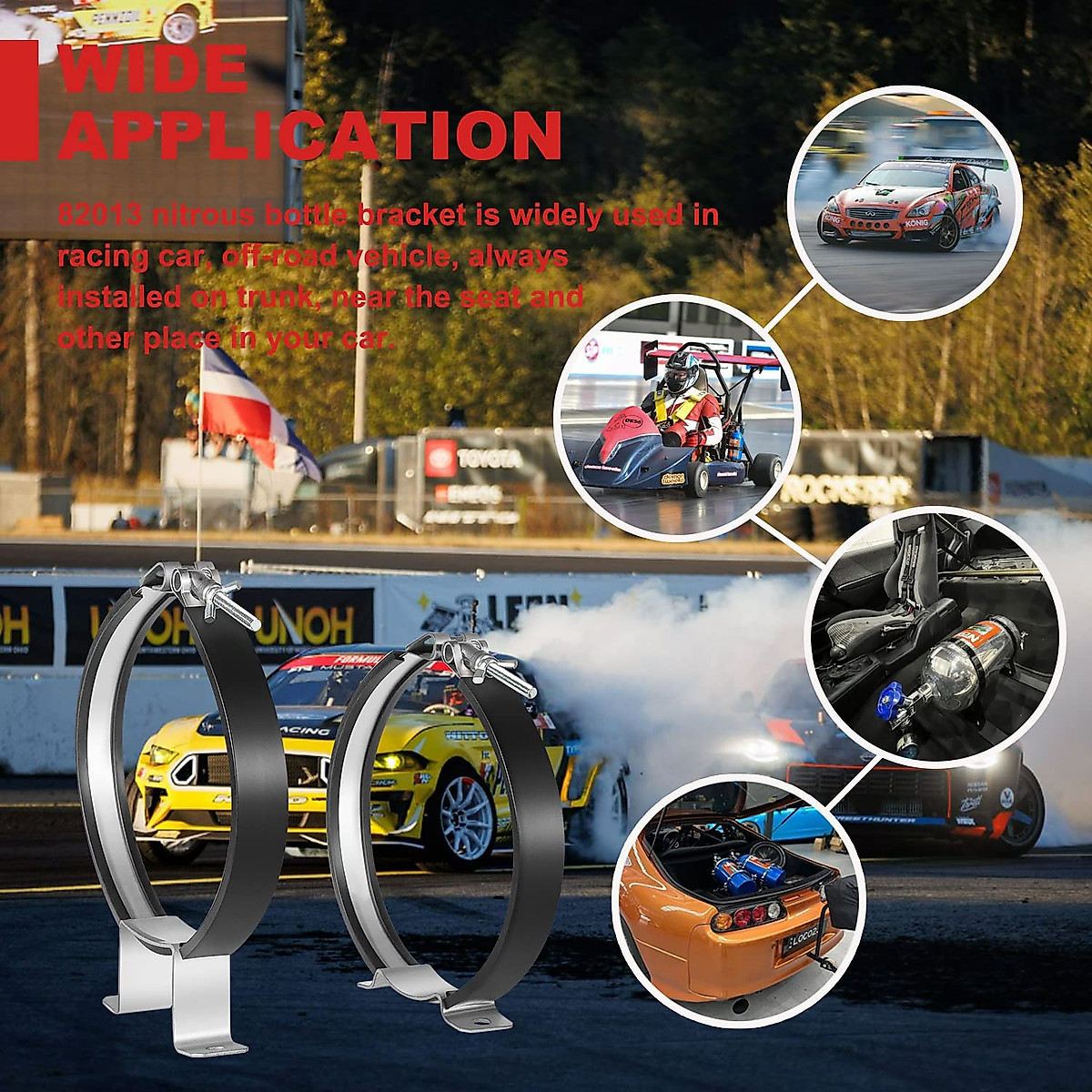 Universal 7" Nitrous Oxide Bottle Bracket for 10LB 15LB Aluminum Bottle 82013