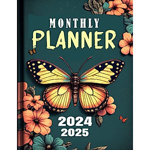 2024-2025 Monthly Planner: Achieve Your Goals with Our Clear and Easy-to-Read Large Vintage Butterfly & Floral Two 2 Year Agenda Organizer