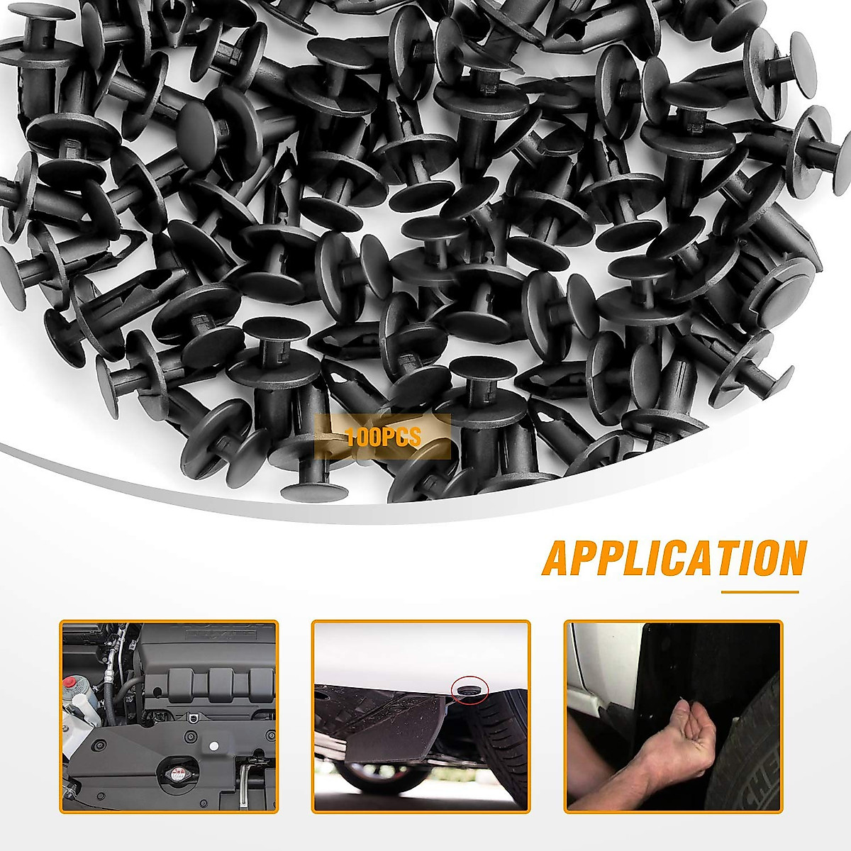 GOOACC 100PCS Nylon Bumper Fastener Rivet Clips for GM 21030249 for Ford N807389S,1PC Bonus Fastener Remover