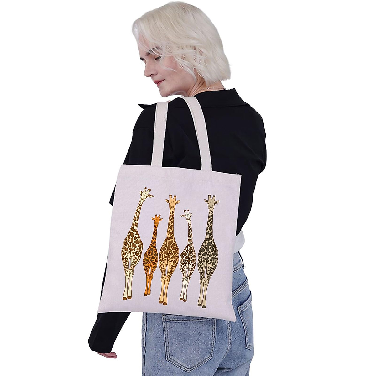 G2TUP Giraffe Tote Bag Giraffe Lovers Reusable Grocery Bag Giraffe Animal Birthday Gift (Giraffe Tote Bag)