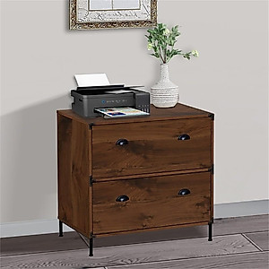 Saint Birch Bombay 2-Drawer Modern Wood Lateral File Cabinet, Legal & Letter Size, Walnut Brown
